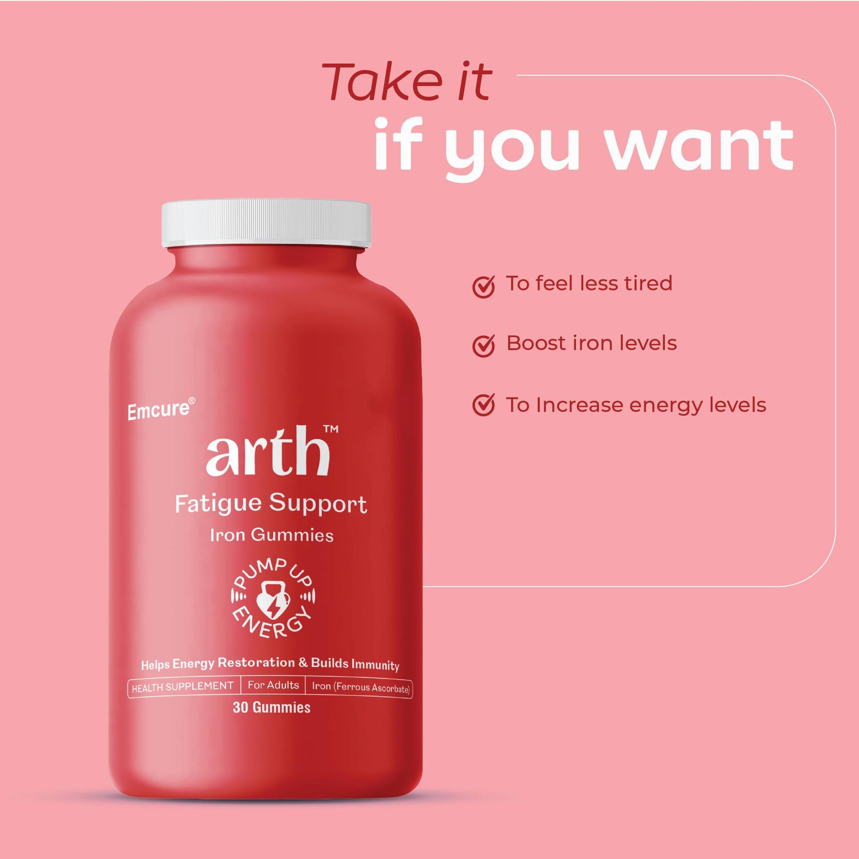 Boost Iron & Energy Levels | Arth By Emcure Fatigue Support Gummies